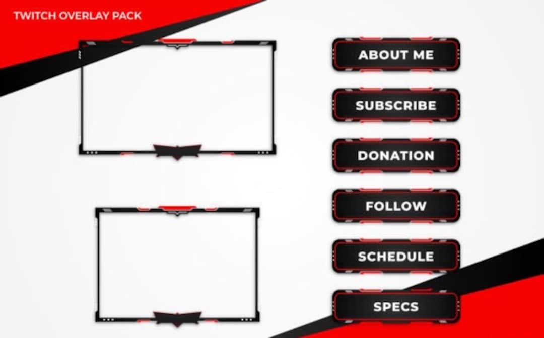 Rot Schwarz Twitch Overlay Pack: Stream Layout, animierte Bildschirme ...