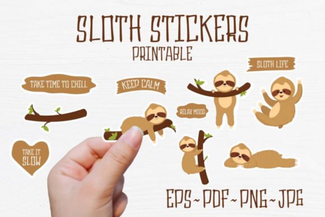 Funny Sloth Sticker Pack Cute, Fun Stickers, Sloth Printable Sticker ...