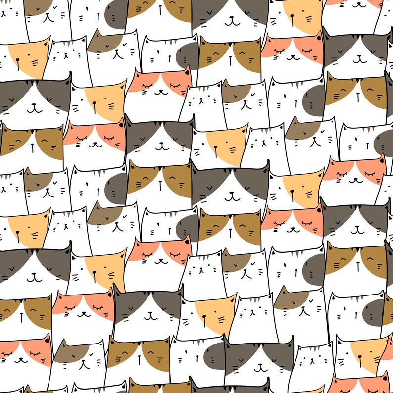Cat Digital Paper, 12 Cat Patterns, Kitten Patterns, Instant Download ...