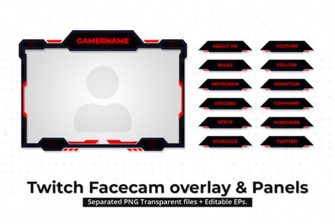 Twitch Facecam Overlay and Panels: Editable Stream Layout (digital ...