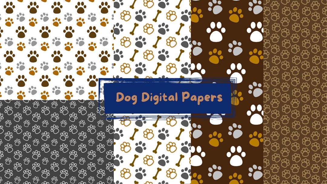 Puppy Dog Papers, Dog Digital Papers, Blue Dog Digital Backgrounds ...