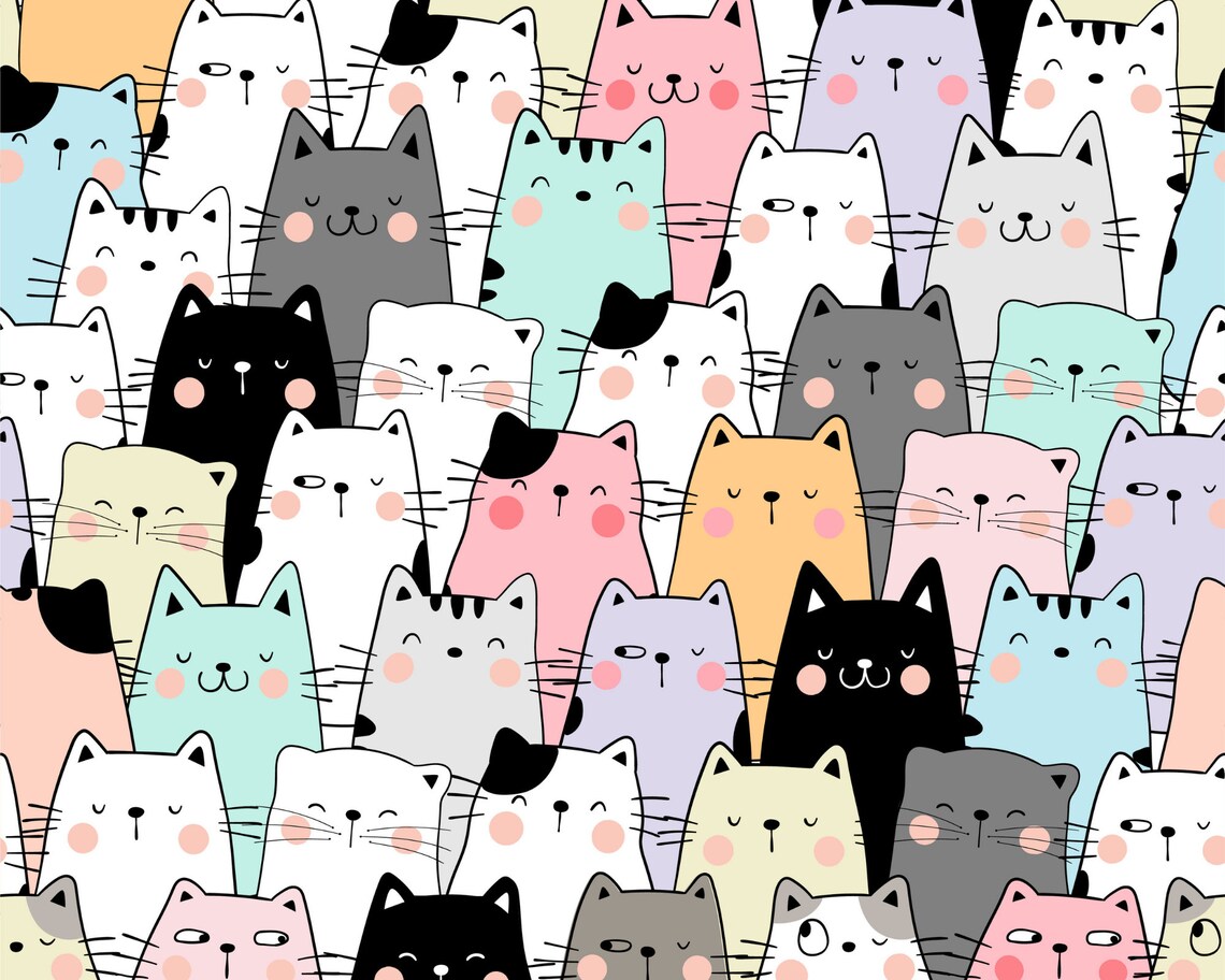 Cat Digital Paper, 8 Cat Patterns, Kitten Patterns, Instant Download ...