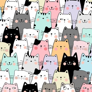 Cat Digital Paper, 8 Cat Patterns, Kitten Patterns, Instant Download ...