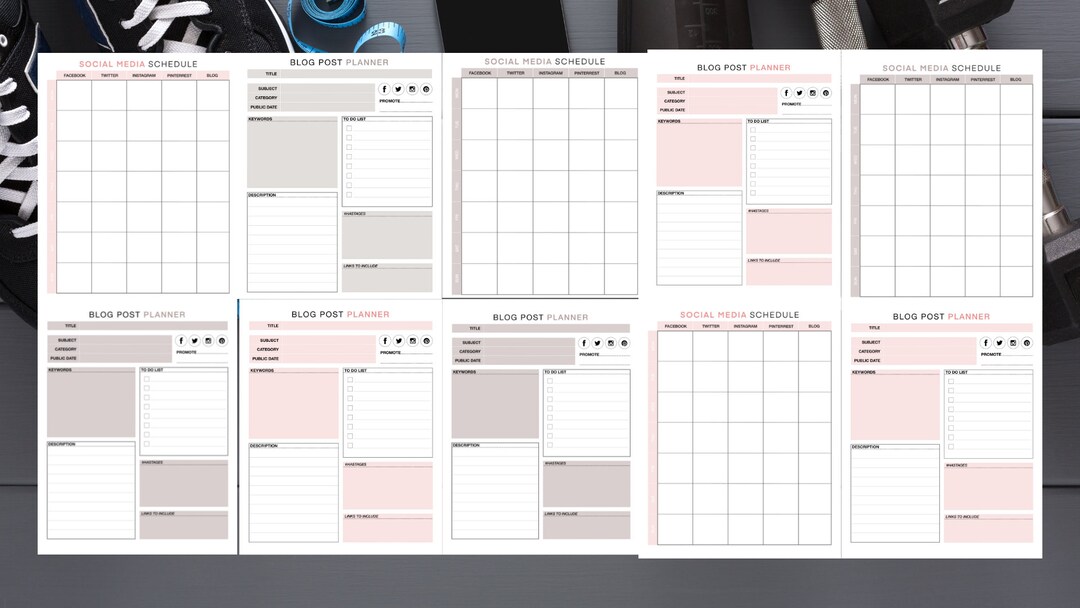 Blog & Social Media Planner: Printable PDF Inserts (A4, A5, Letter ...