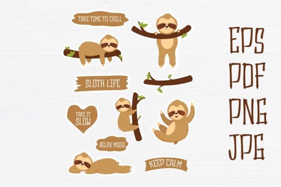 Funny Sloth Sticker Pack Cute, Fun Stickers, Sloth Printable Sticker ...