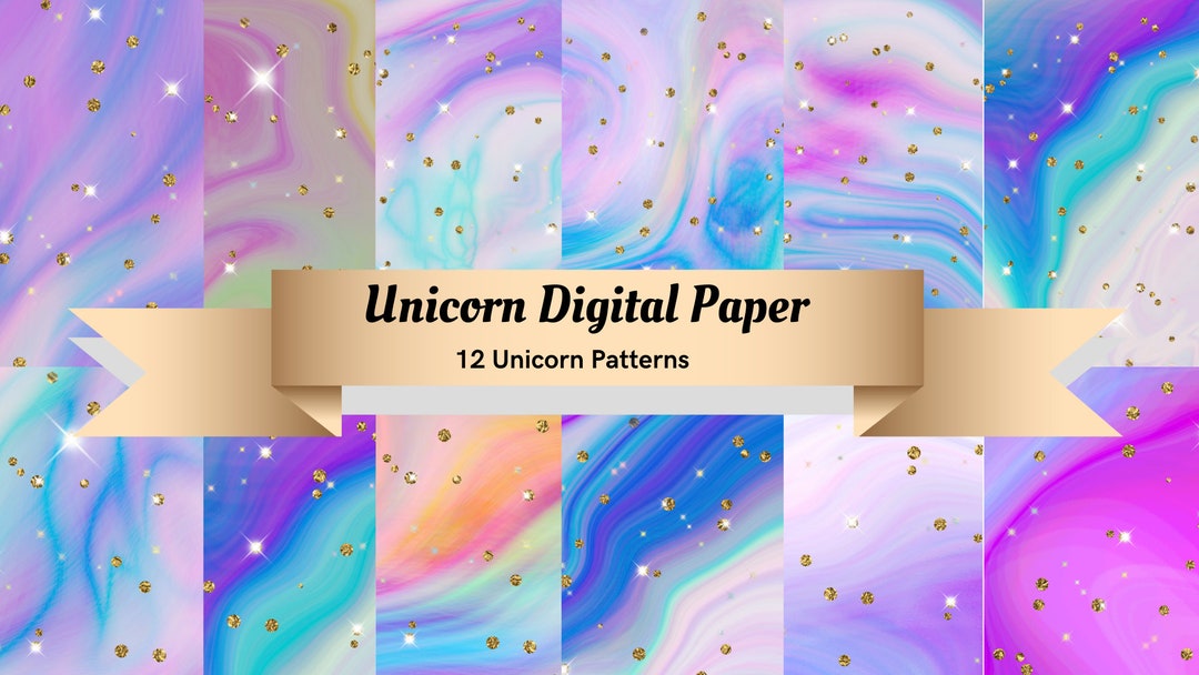 Glitter Unicorn Digital Paper, Unicorn Pattern, Unicorn Paper Pack ...