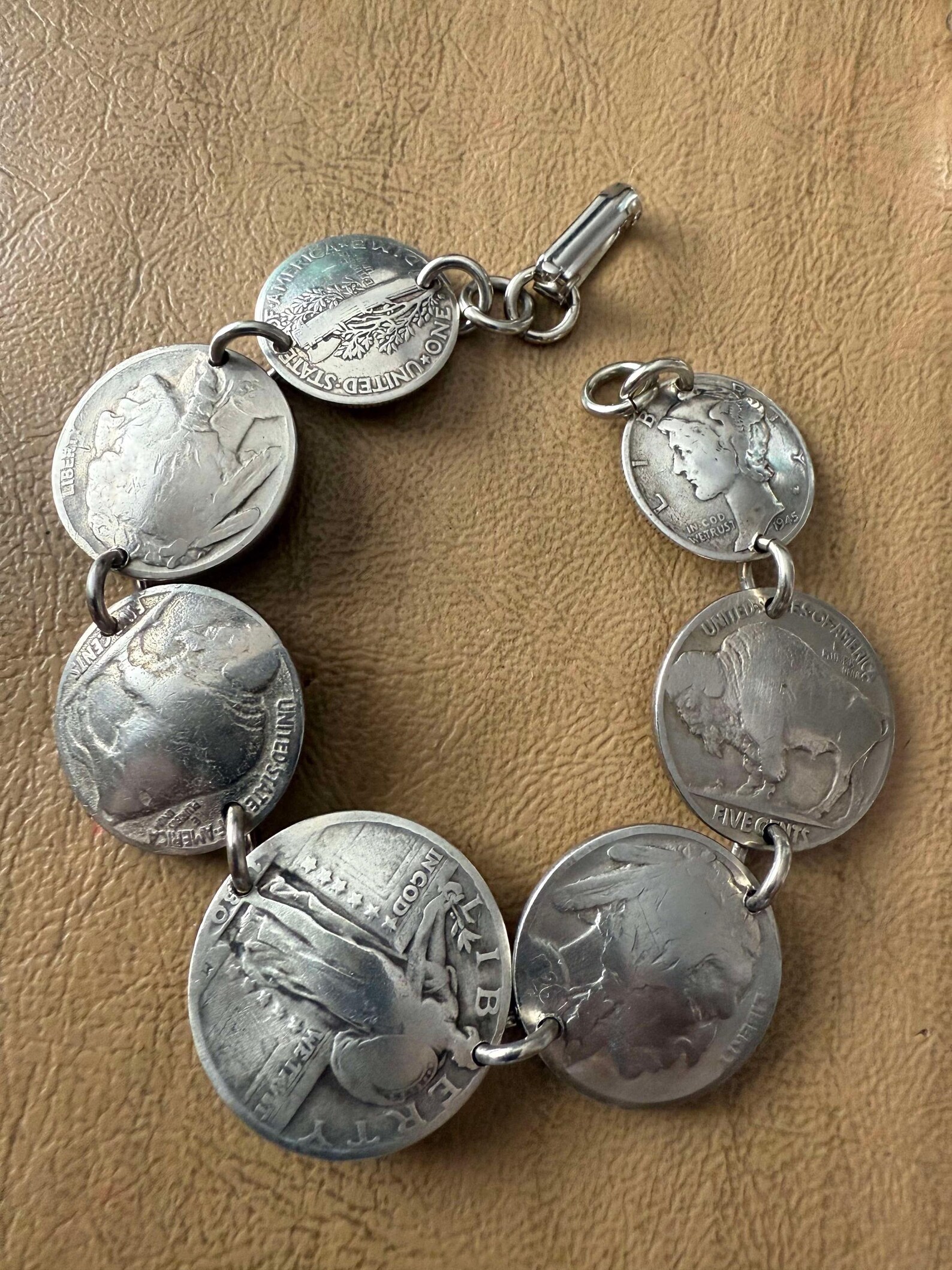 Native American Silver Coin Buffalo Nickle Bracelet. Size 6.5 - Etsy