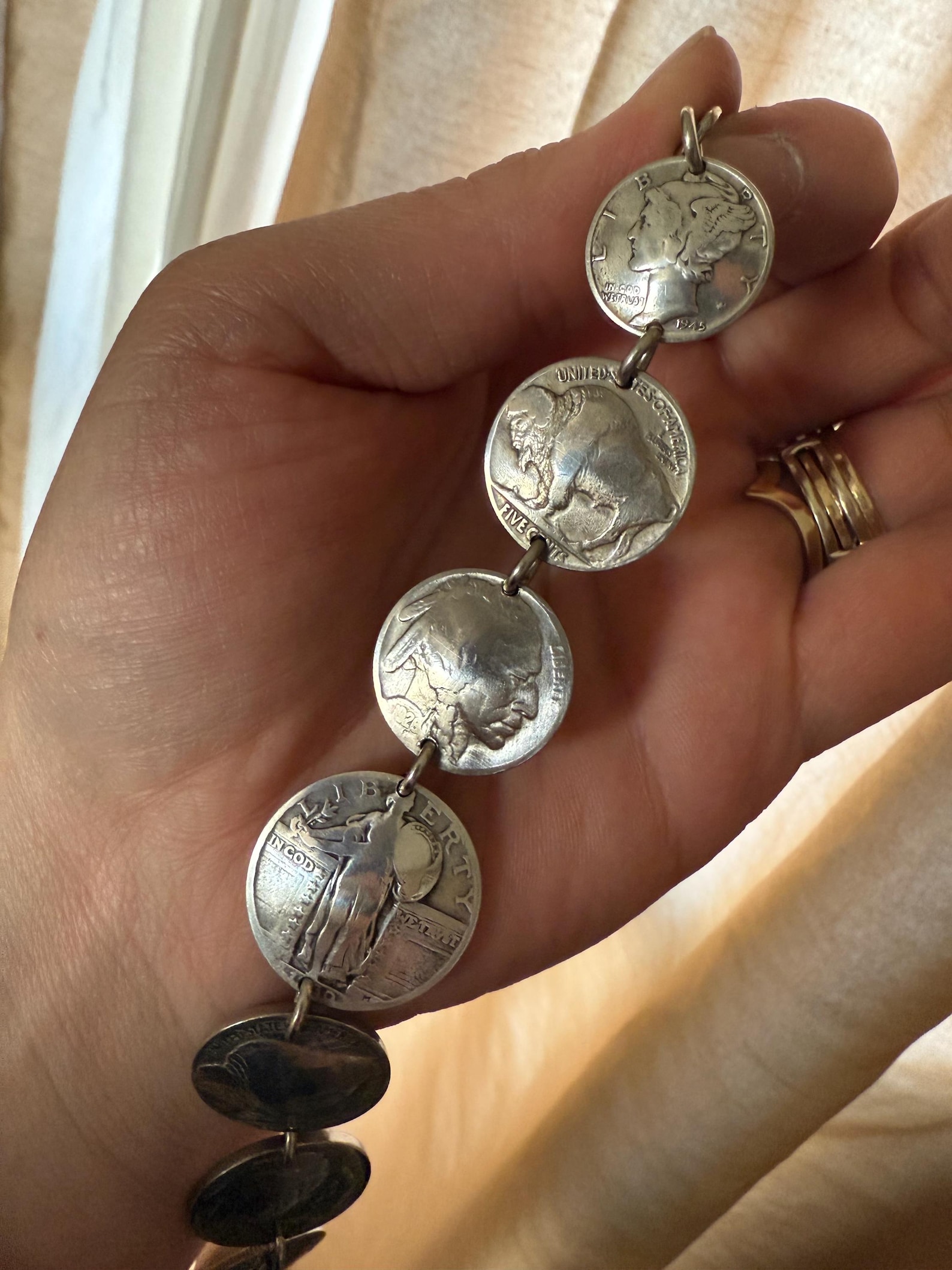 Native American Silver Coin Buffalo Nickle Bracelet. Size 6.5 - Etsy