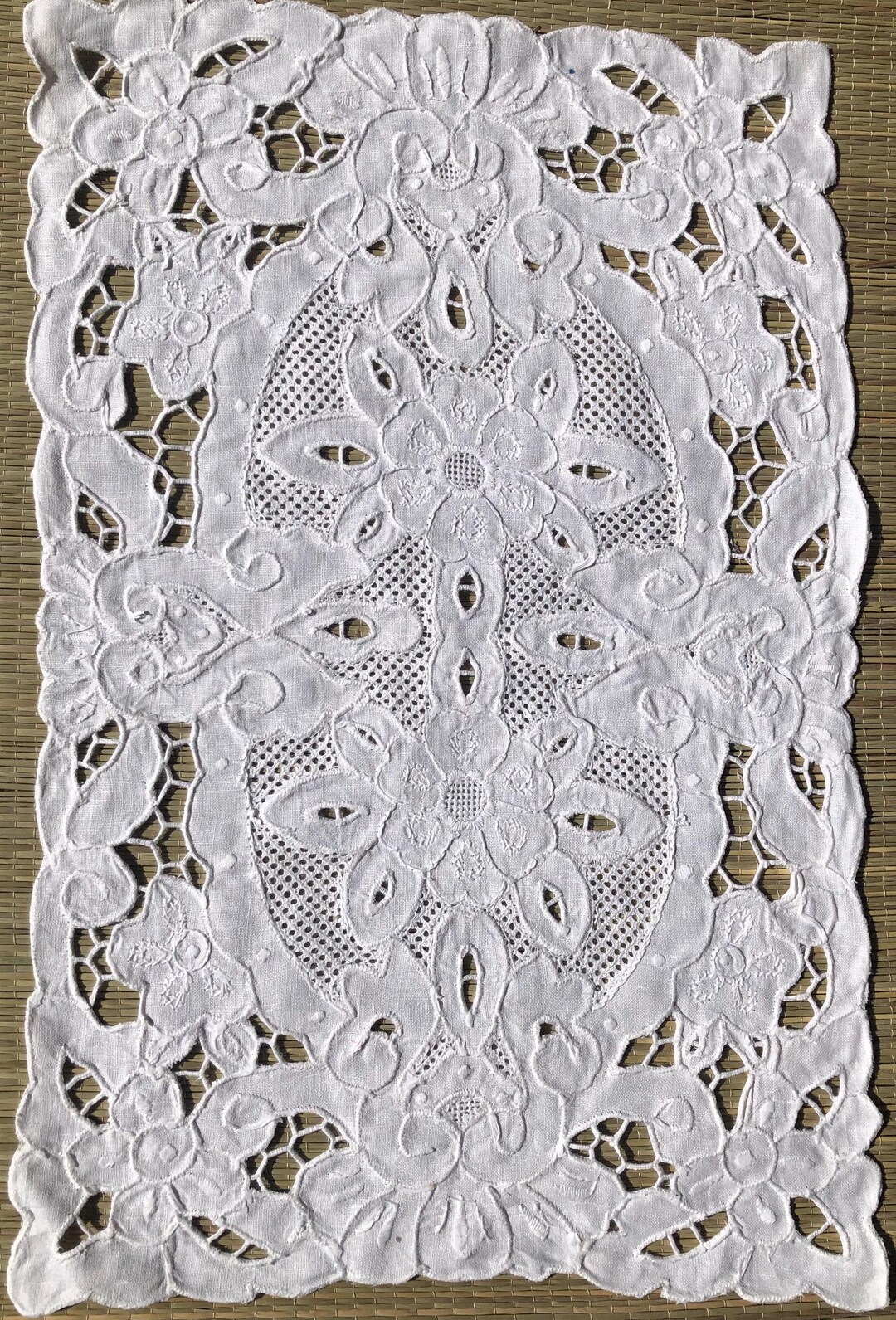 1980s Handmade Vintage French Style Linen Placemat. Embroidery With ...