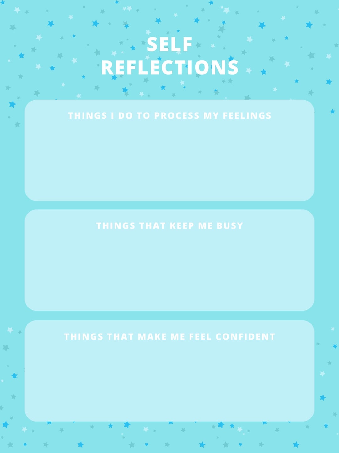 Self Reflection Worksheet/template - Etsy