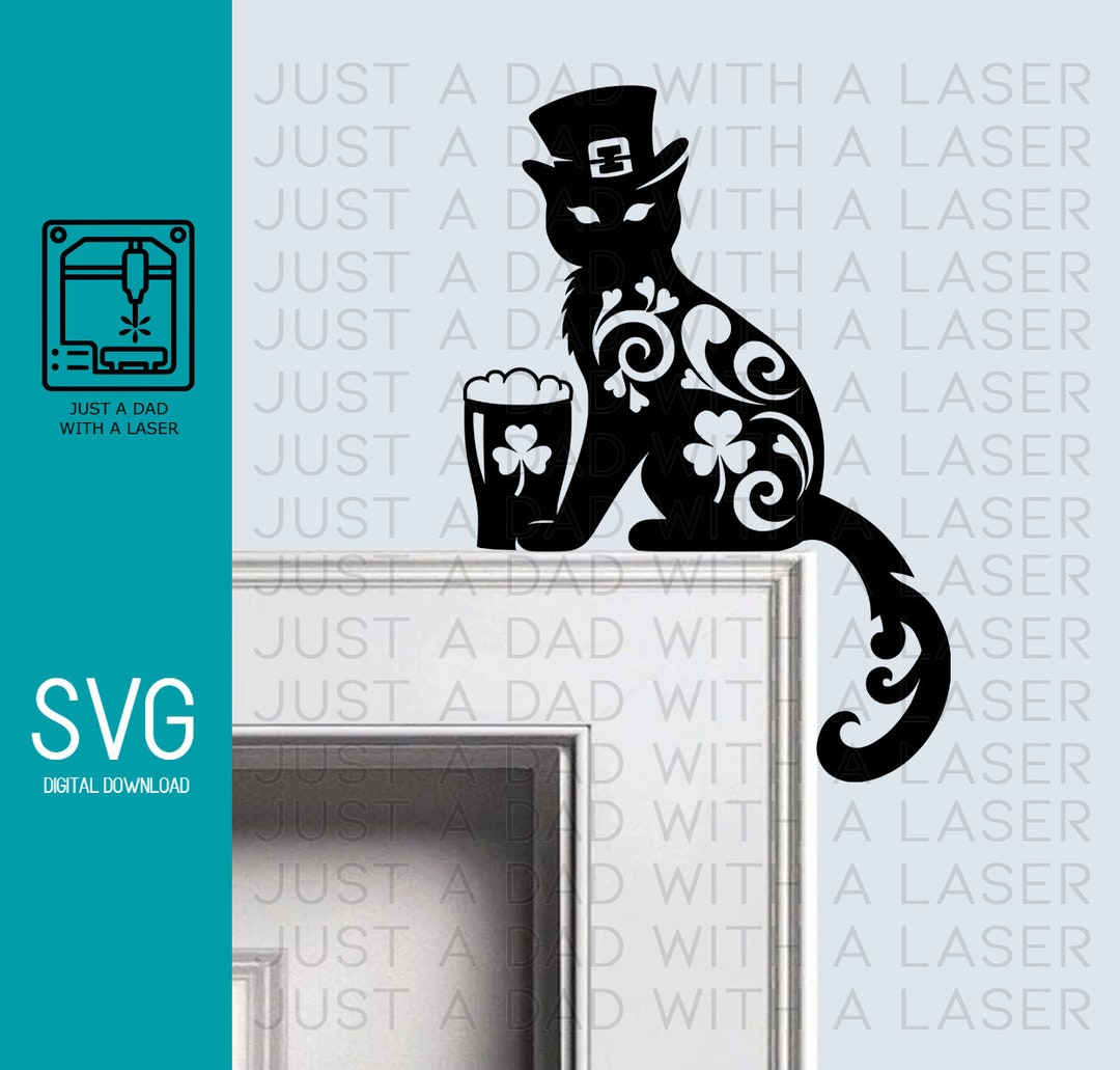 St Pattys Shamrock Cat SVG Digital File - Etsy