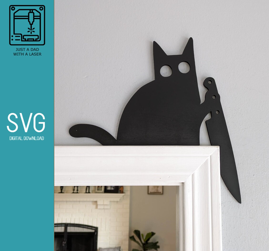 Halloween Cat Knife Murder Door Frame Corner Trim Topper SVG - Etsy