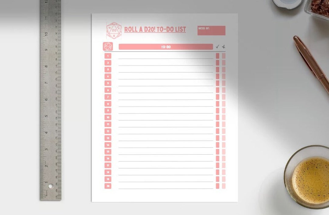 D20! Dice Weekly Planner To-do List Multicolor - Printable PDF Download ...