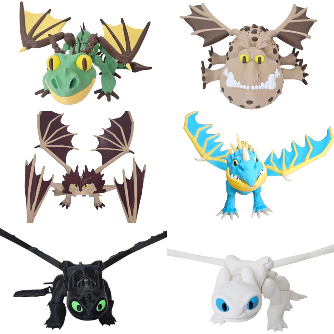How to Train Your Dragon Bundle | 3D Printed Dragon Toys | 6 Dragon ...