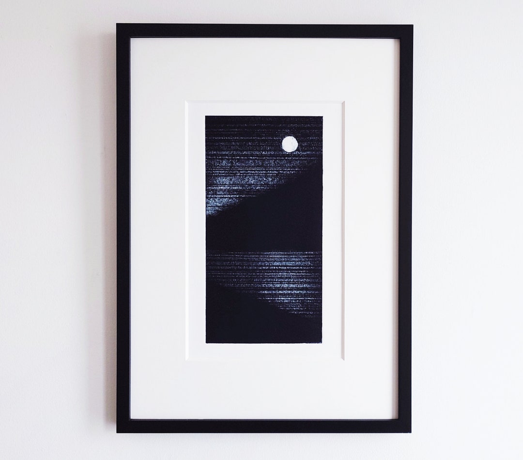 Sea Mountain and Moon Print - Landscape - Seascape - A3 Print ...