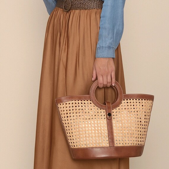 New Elegant Large Rattan Bag Vintage Bag Summer Beach Tote - Etsy