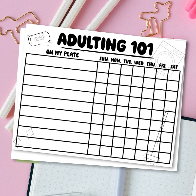Adulting Chore Chart | Reward Chart for Adults| Chore Chart for Adults ...