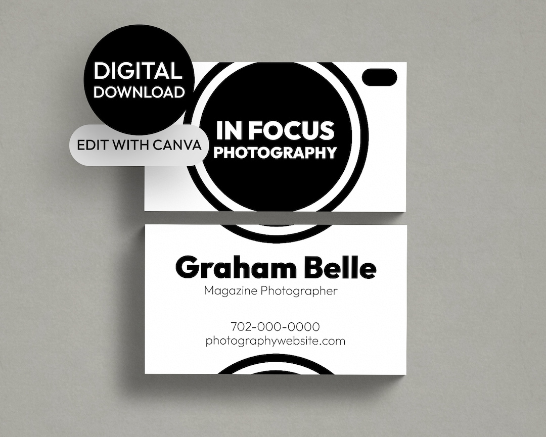 Photography Business Card | Photographer Business Card | Downloadable ...