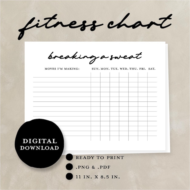 Minimalist Gym Reward Chart | Workout Tracker Chart |weight Loss Reward ...