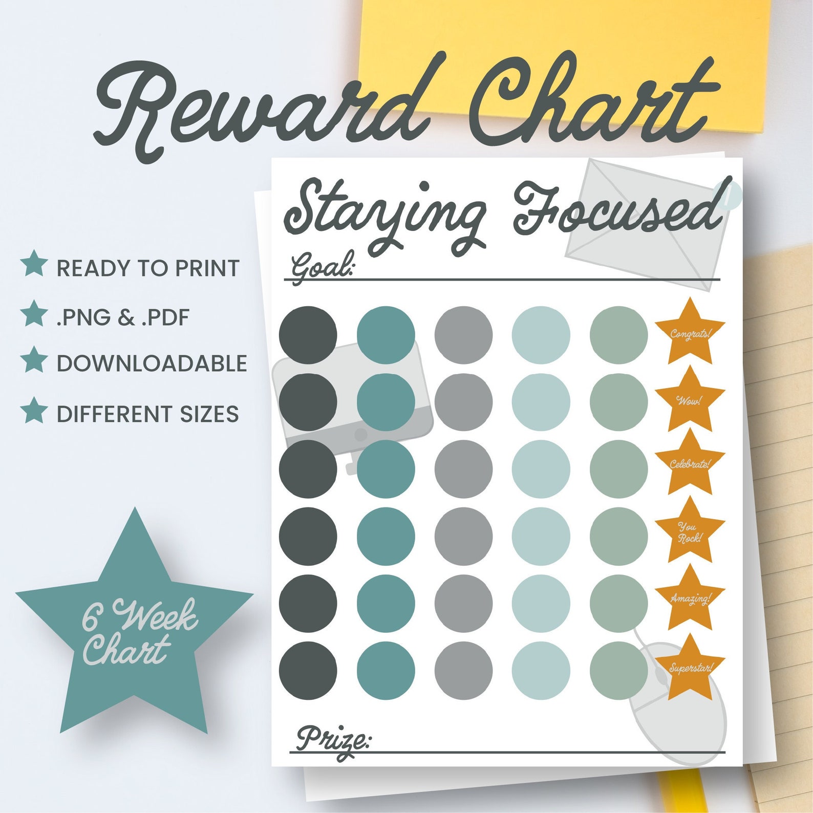 Gray Work From Home Reward Chart | Focus Chart | Reward Chart for Teen ...