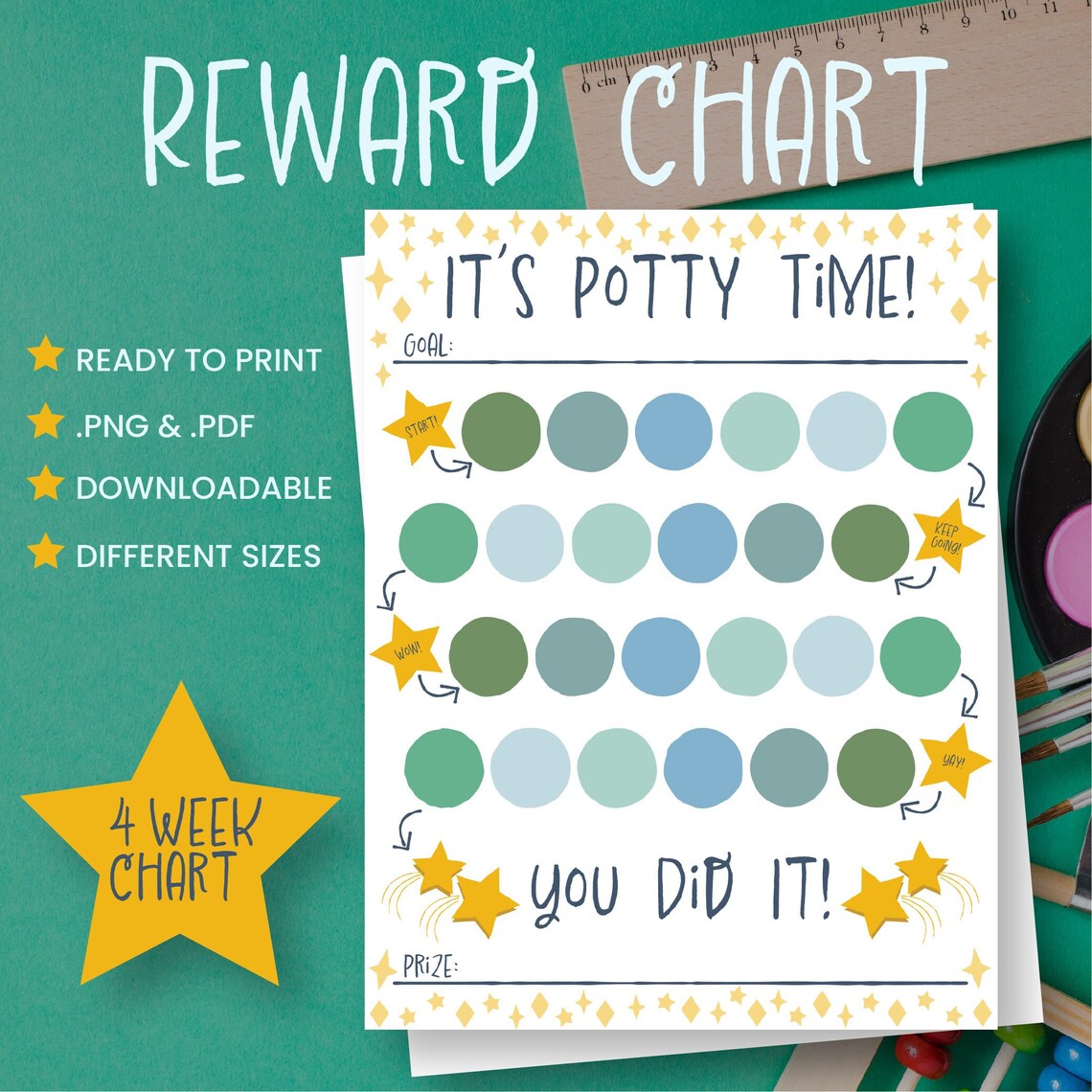 Potty Training Reward Chart | Potty Chart | Potty Reward Chart | Reward ...
