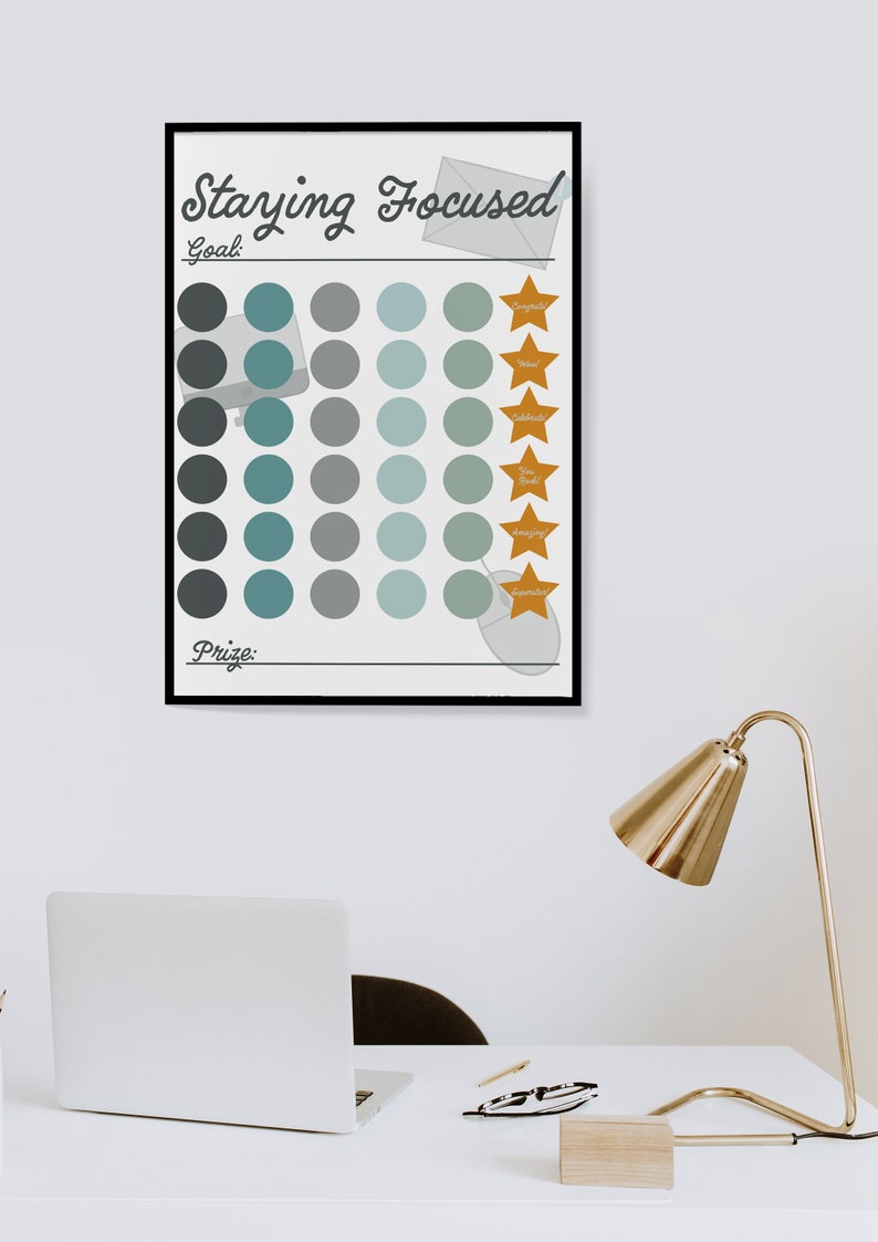 Gray Work From Home Reward Chart | Focus Chart | Reward Chart for Teen ...