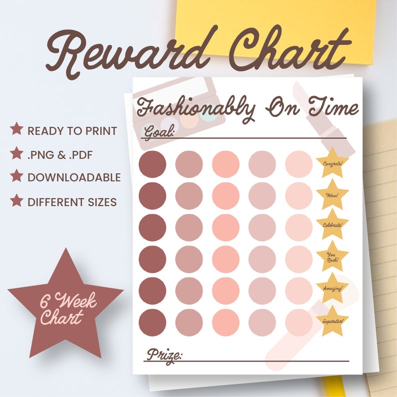 On-time Reward Chart | Reward Chart for Teens| Reward Chart for Adults ...