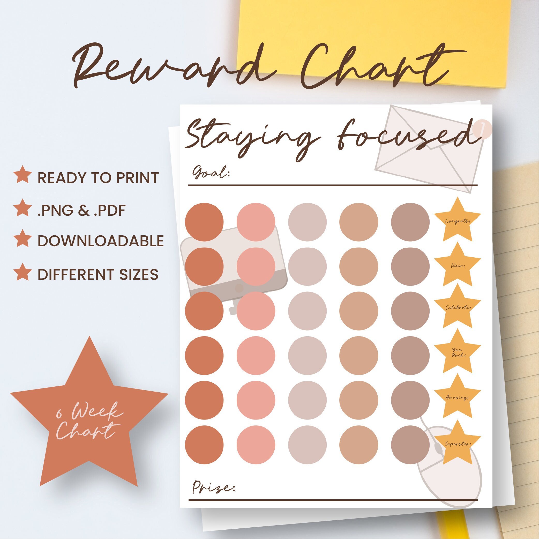 Work From Home Reward Chart | Focus Chart | Reward Chart for Teens ...