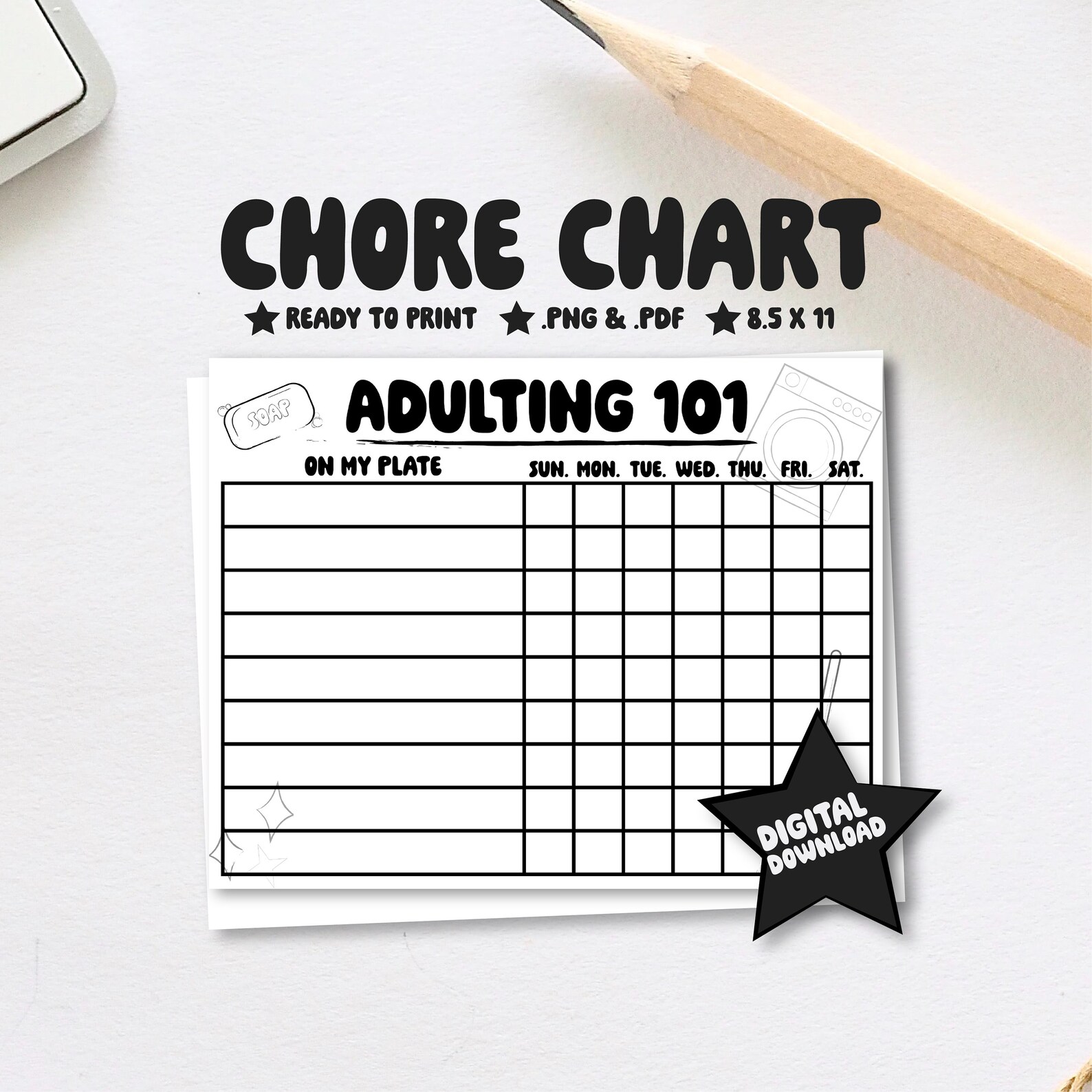 Adulting Chore Chart | Reward Chart for Adults| Chore Chart for Adults ...