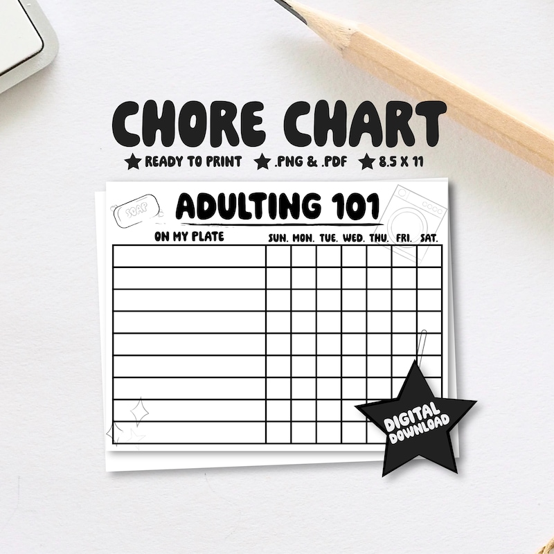 Adult Chore Chart - Etsy
