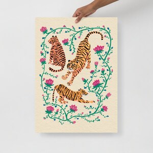 Tiger Poster, Tiger Art Print, Vintage Indian Wall Art Decor, Boho ...