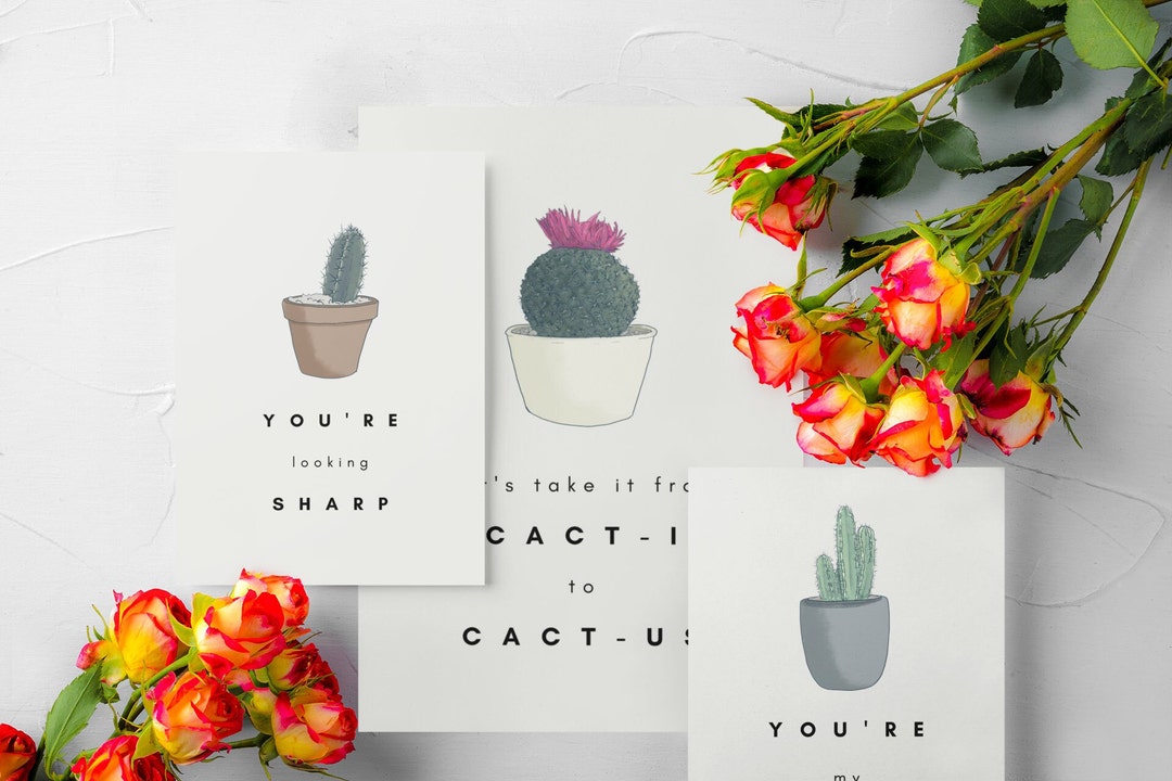 3 Digital Cactus Cards, Canva Template Instant Download, Cacti Poster ...