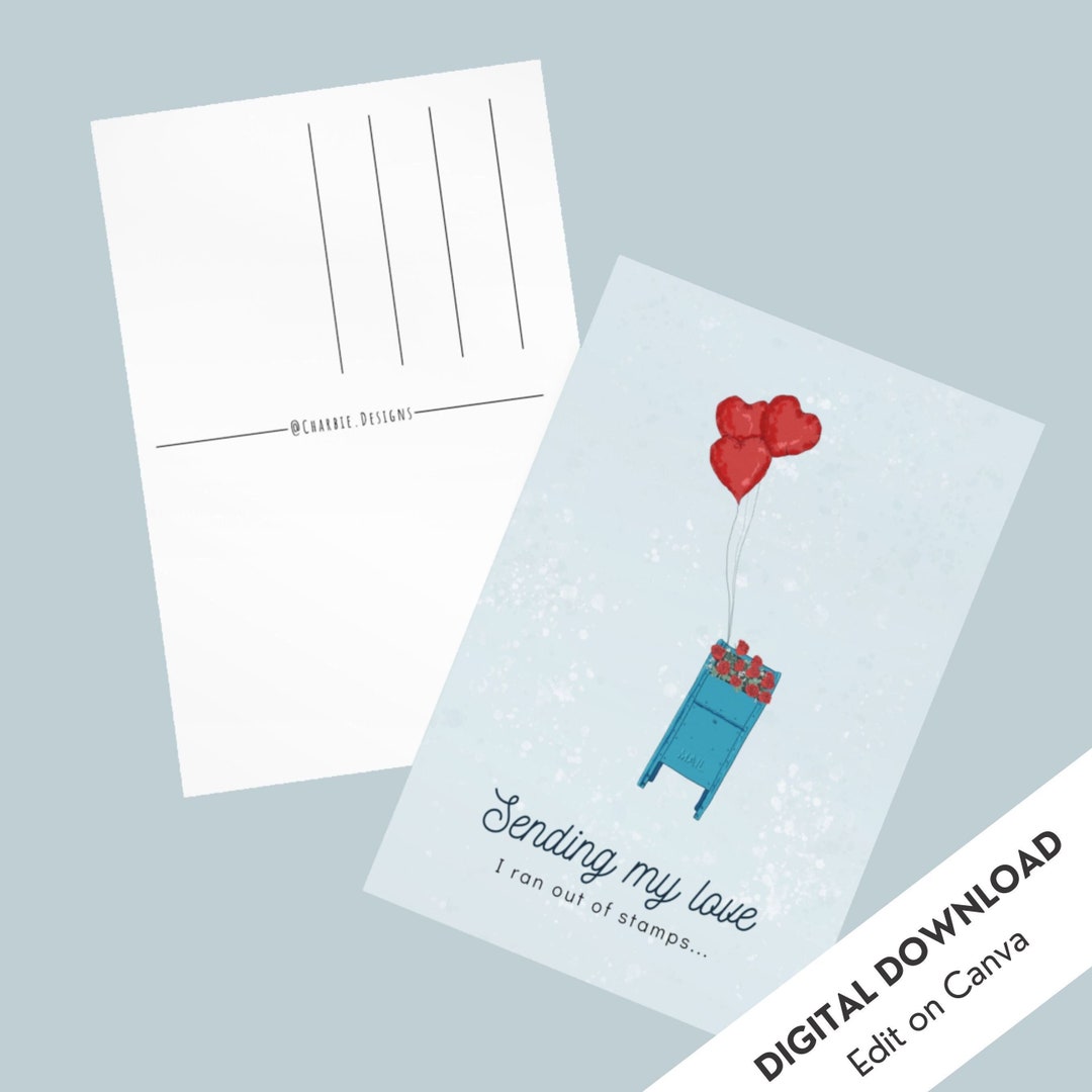 Love Greeting Card Printable, Canva Template, Digital Valentine Card ...