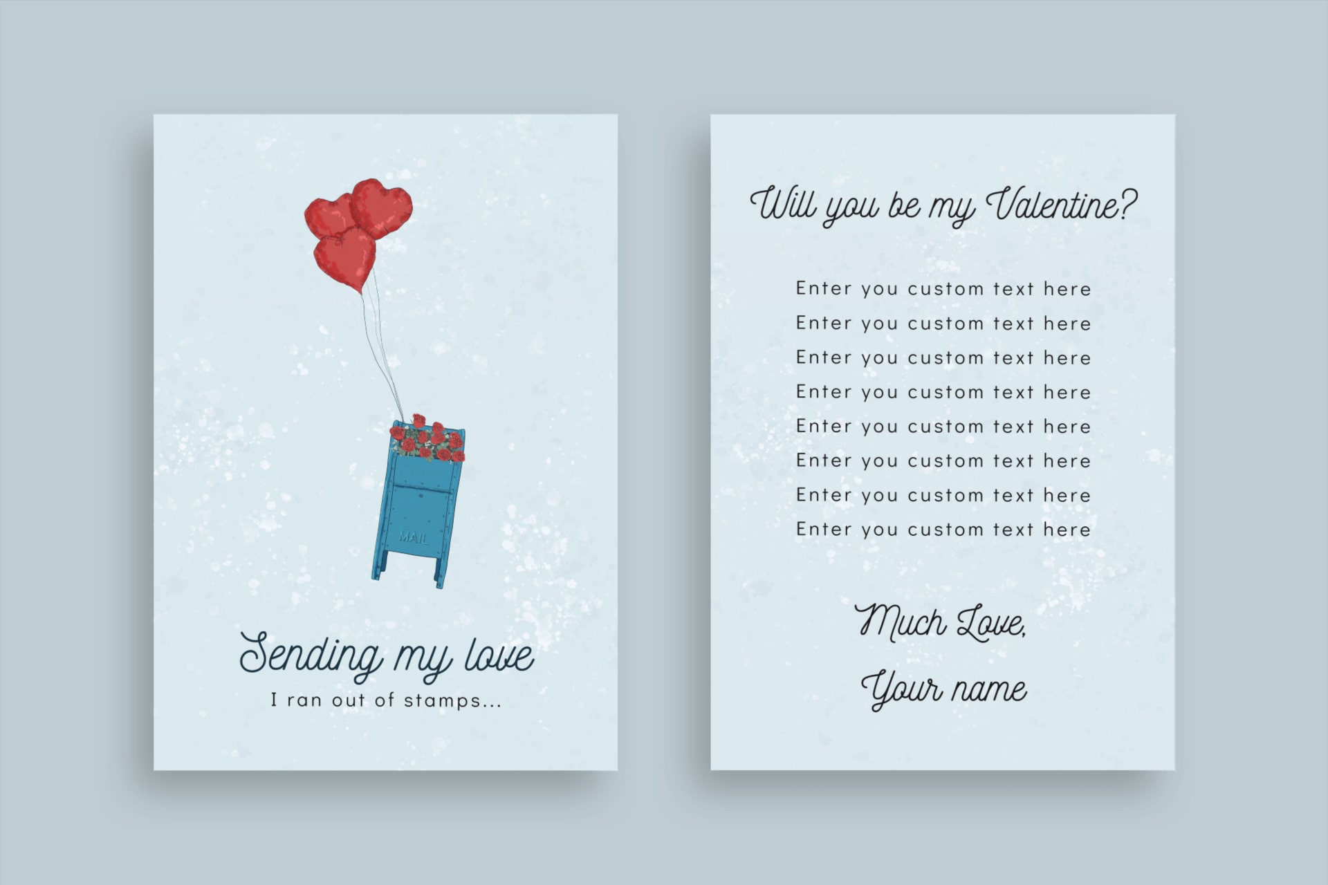 Love Greeting Card Printable, Canva Template, Digital Valentine Card ...