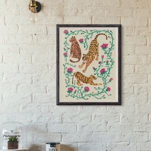 Tiger Poster, Tiger Art Print, Vintage Indian Wall Art Decor, Boho ...