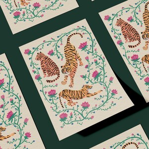 Tiger Poster, Tiger Art Print, Vintage Indian Wall Art Decor, Boho ...
