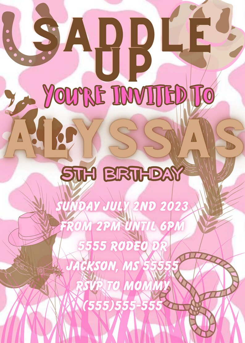 Cowgirl Birthday Invitation CUSTOMIZABLE - Etsy