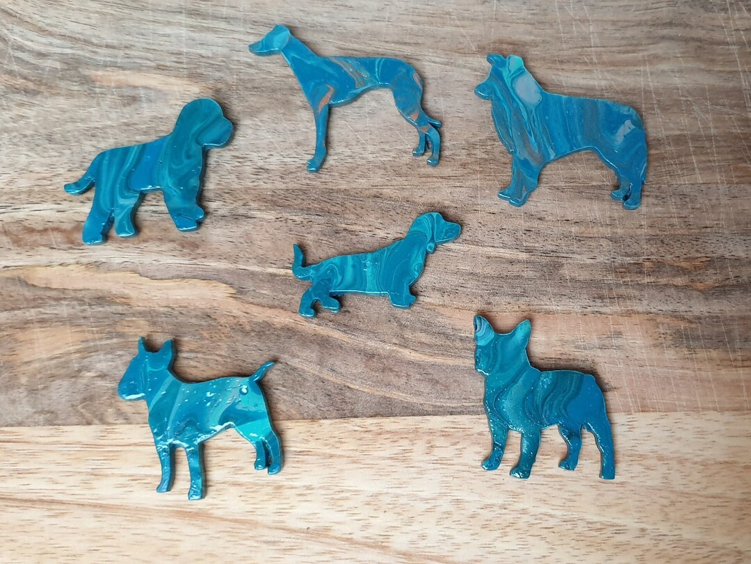 Dog Breed Fridge Magnets Cockerpoo, Collie . Unique Acrylic Pour Hand ...