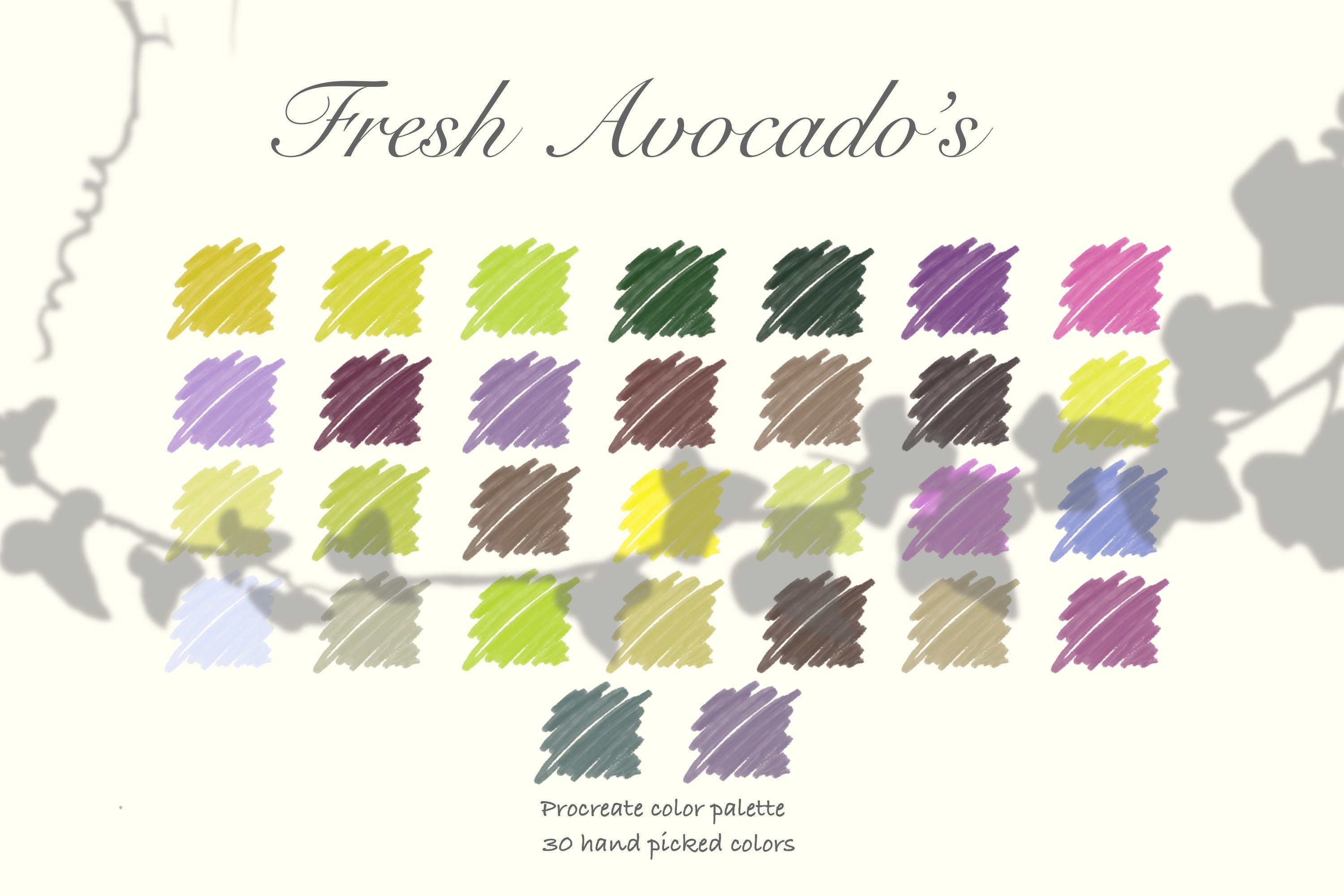Fresh Avocado Procreate Color Palette | Etsy