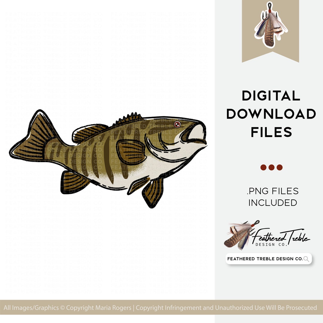 Small Mouth Bass Digital Download Design, Small Mouth Bass Art ...