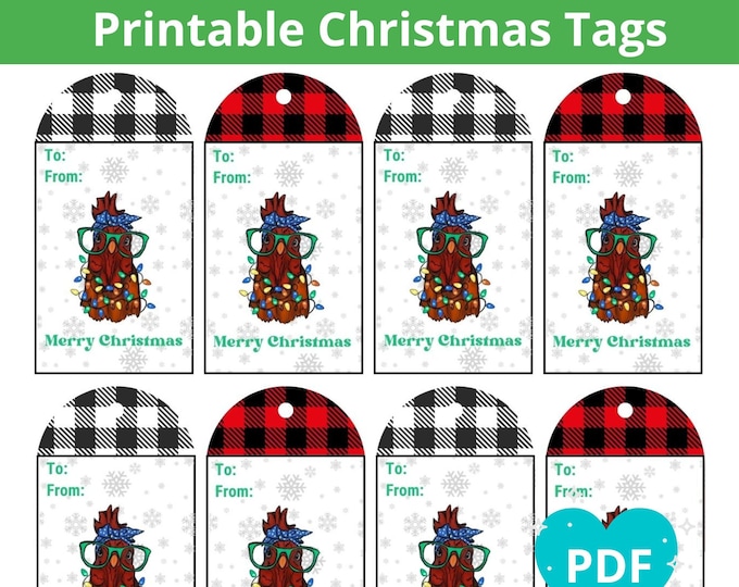 Printable Christmas Gift Tags, Buffalo Plaid Gift Tags, Farmhouse ...