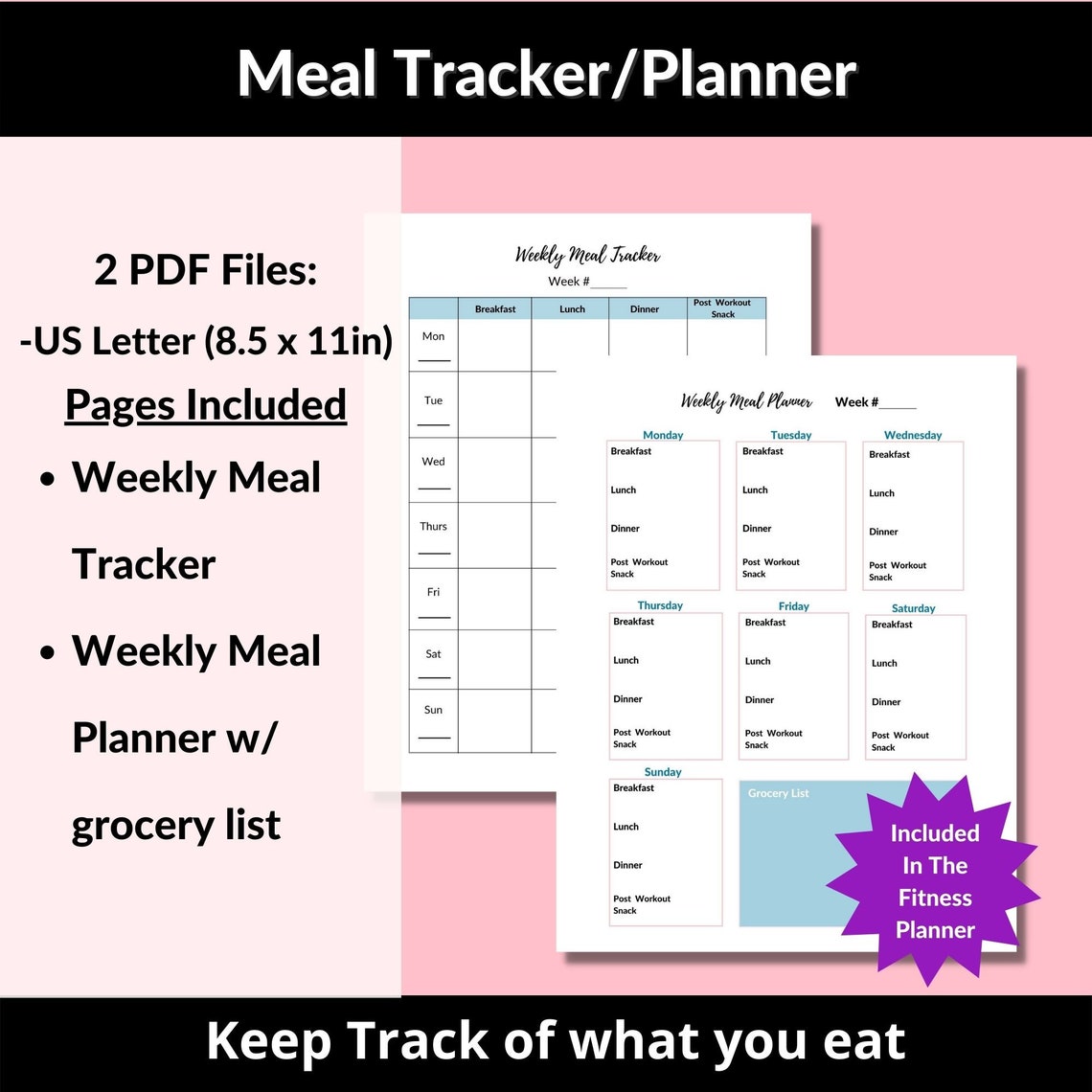 Printable Weekly Meal Tracker and Meal Planner - Etsy
