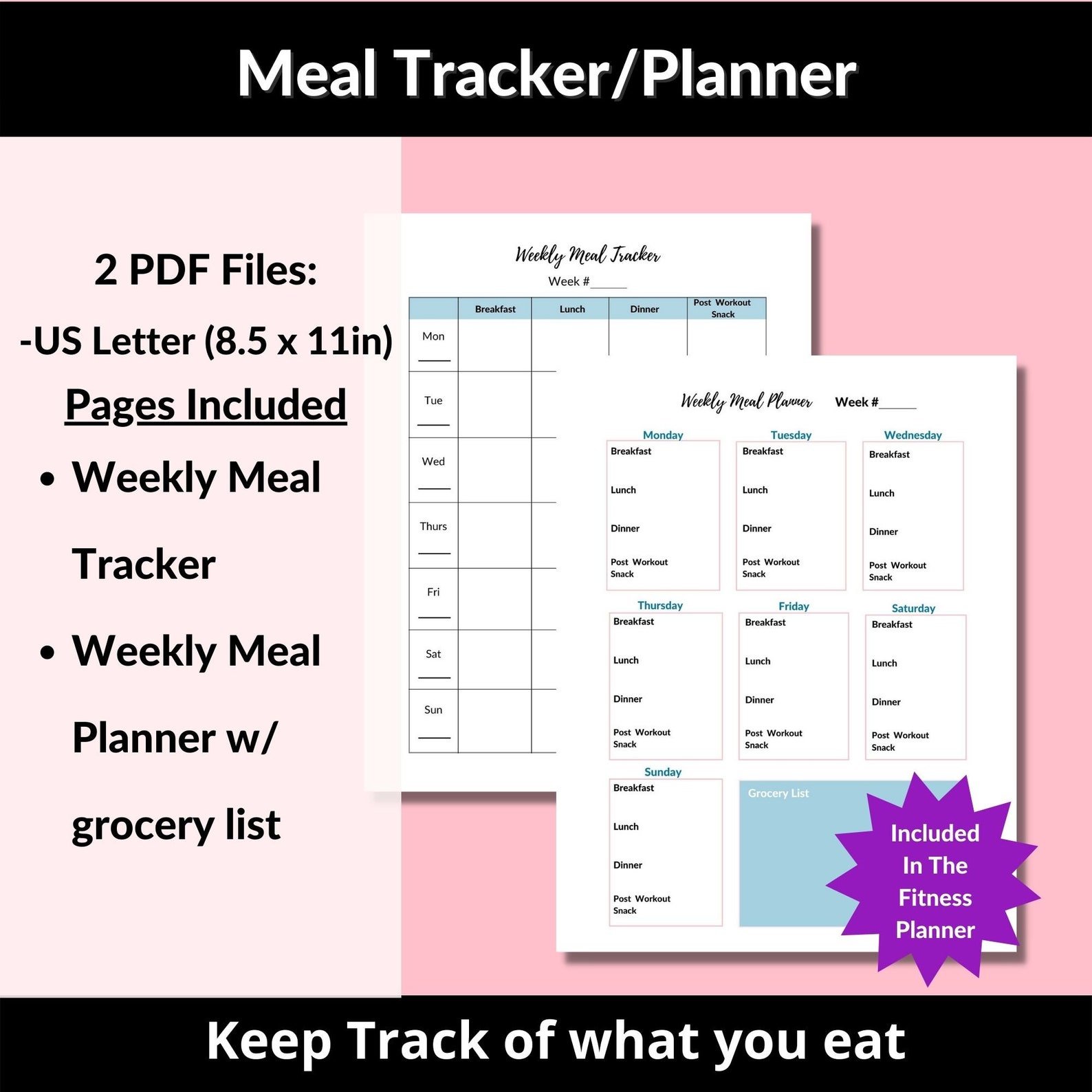 Printable Weekly Meal Tracker and Meal Planner - Etsy