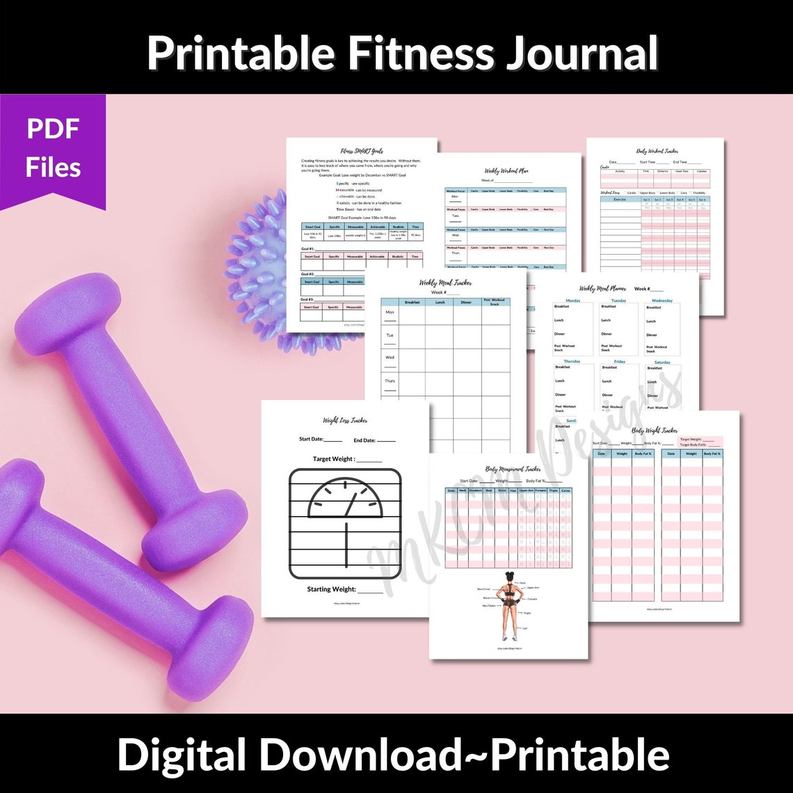Printable Fitness Journal, Printable Exercise Planner, Printable ...