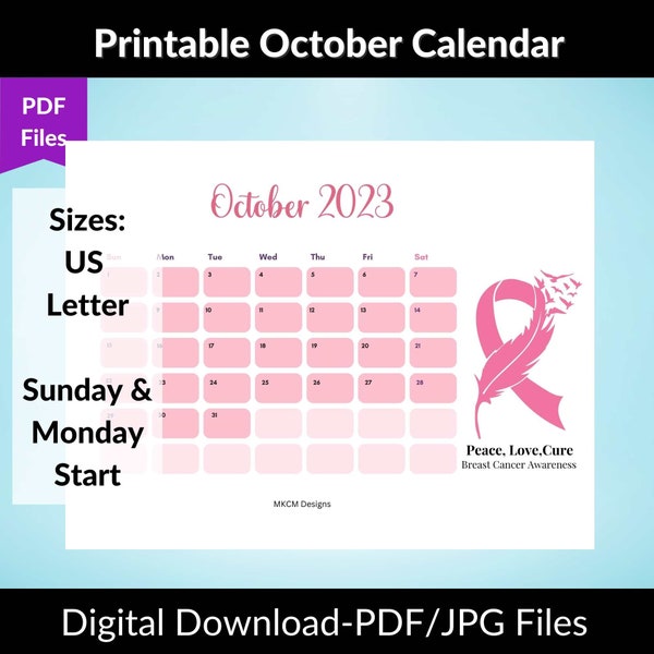 Calendar October 2022 Svg - Etsy