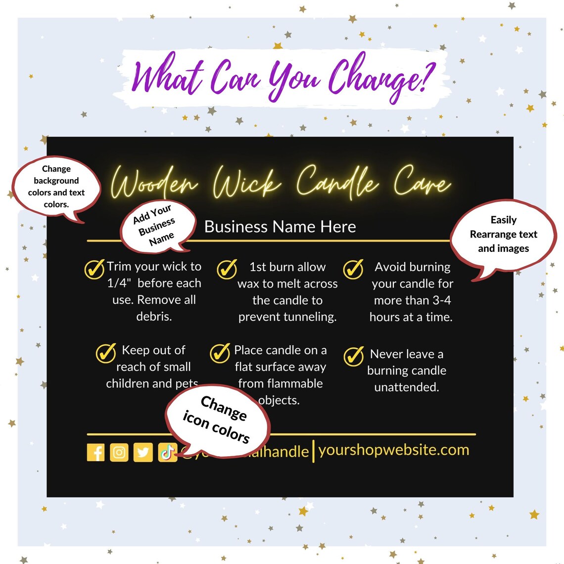 Printable Wood Wick Candle Care Card Instructionseditable - Etsy