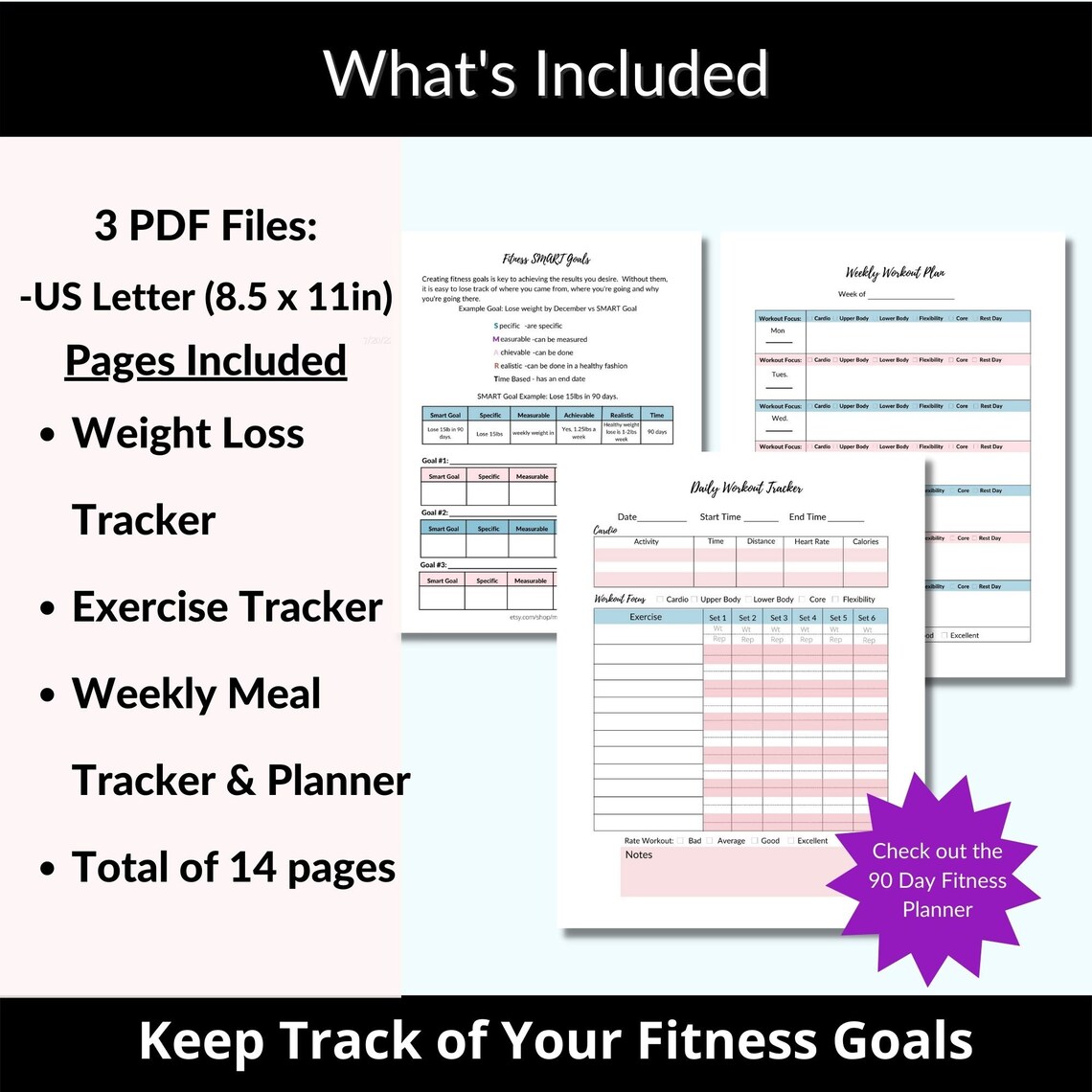 Printable Fitness Journal, Printable Exercise Planner, Printable ...