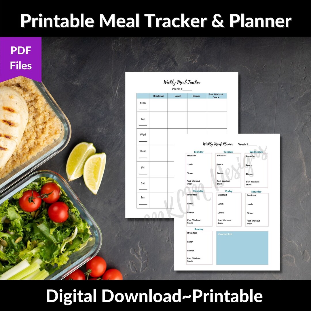 Printable Weekly Meal Tracker and Meal Planner - Etsy