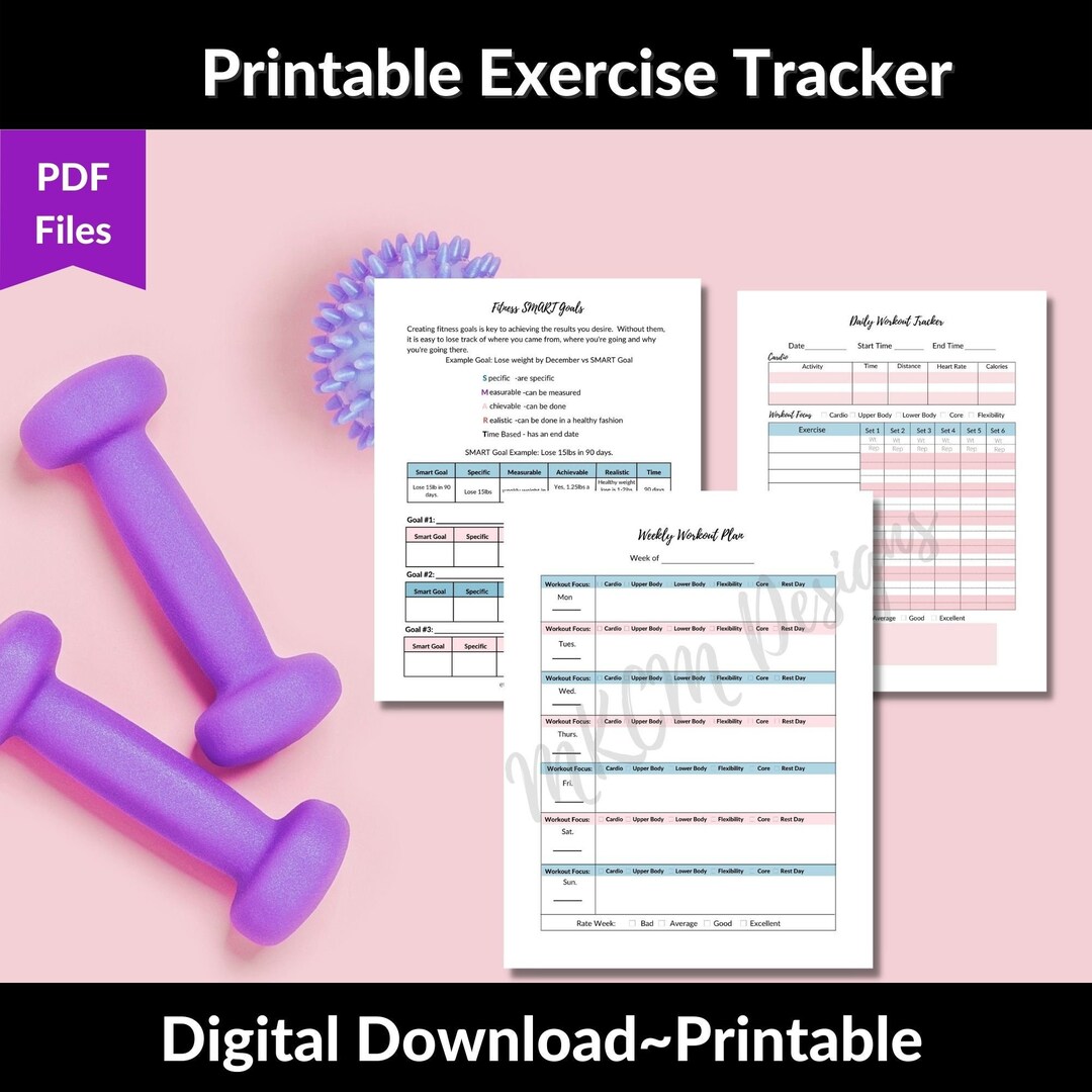 Printable Exercise Tracker- Weekly Workout Planner - Etsy UK