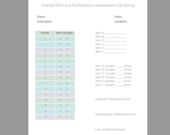 Preference Assessment Bundle | Digital ABA Forms – Forced Choice, MSWO ...